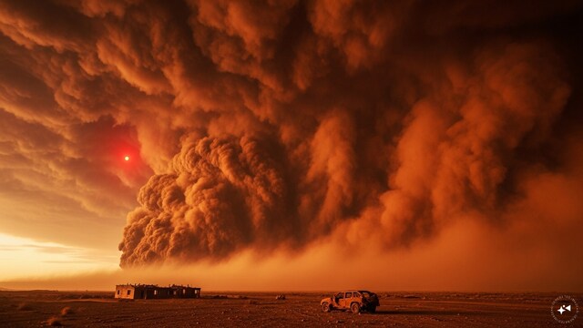 Massive Dust Storm: धूल से भरा हुआ तूफान आया, आसमान हुआ नारंगी! दिन में ...