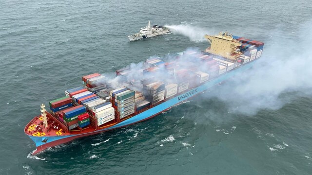 WATCH: Indian Coast Guard ships battle reignited fire on Maersk ...