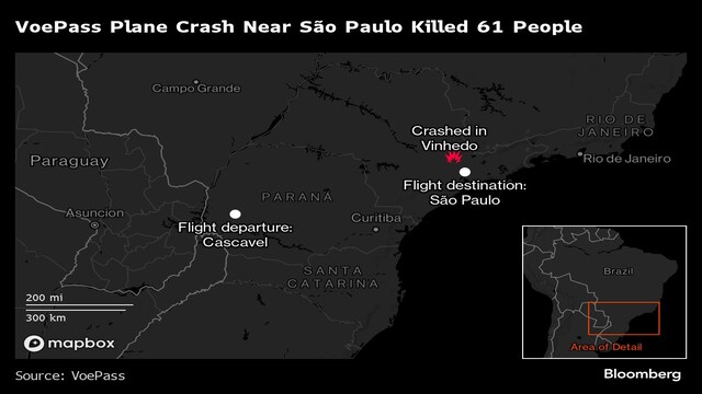 Brazil plane crash: Video of the VoePass aircraft spiralling down ...