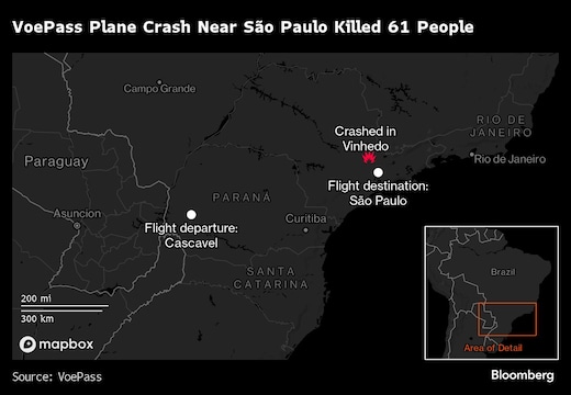Brazil plane crash: Video of the VoePass aircraft spiralling down ...