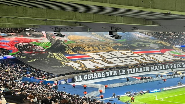 Watch: PSG fans unveil 'Free Palestine' banner as France v Israel Paris ...