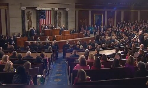 Why many Democrats wore pink outfits to Donald Trump’s first address to ...