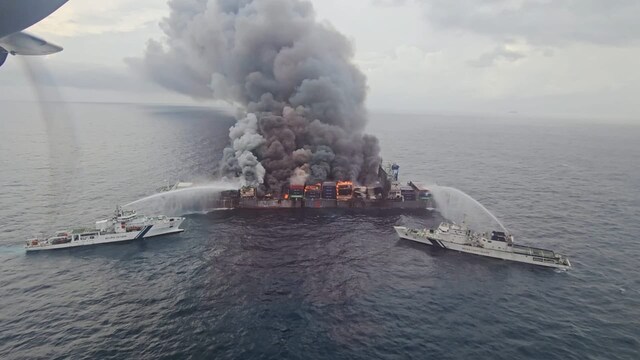 Fire on Singapore-flagged ship off Kerala largely contained; 10-15 ...