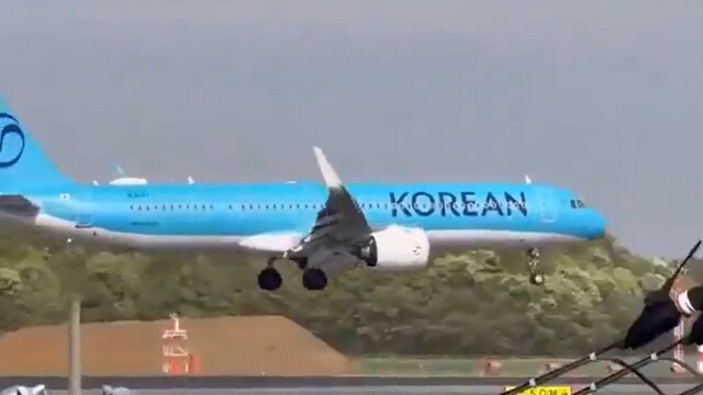 Watch: Korean Air flight wobbles during landing attempt at Narita ...
