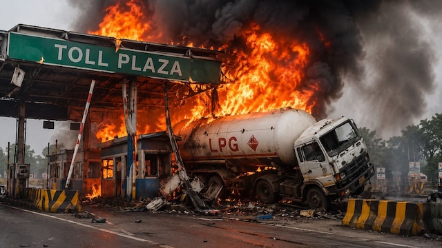 LPG tanker explodes at UP's Kaushambi toll plaza, 4 killed - CNBC TV18