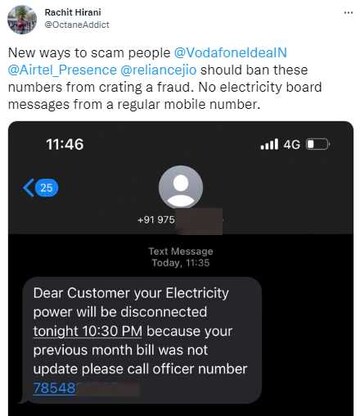 Got a message about power supply being disconnecting if bill not paid ...