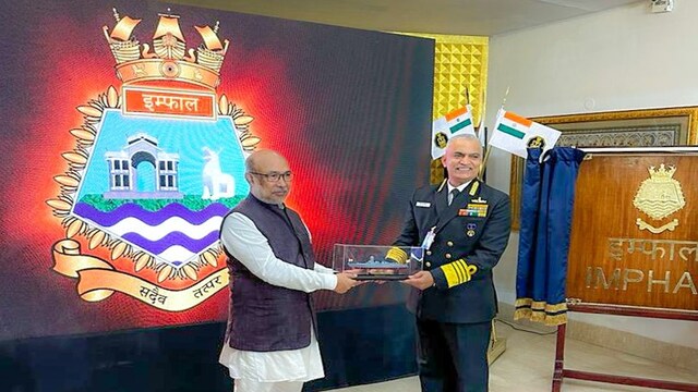 Defence Minister Rajnath Singh unveils INS Imphal crest, symbolising ...