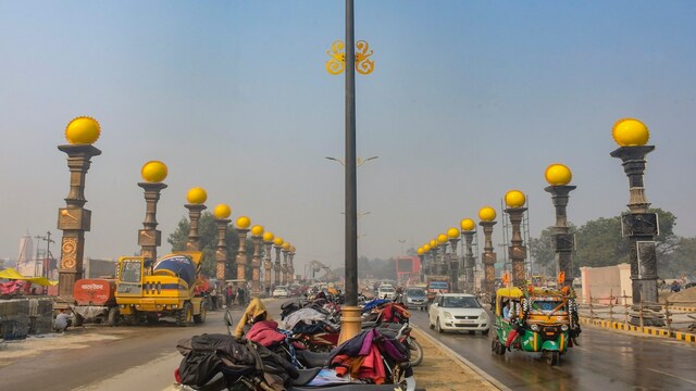 Road in Ayodhya adorned with sun-themed pillars ahead of consecration ...